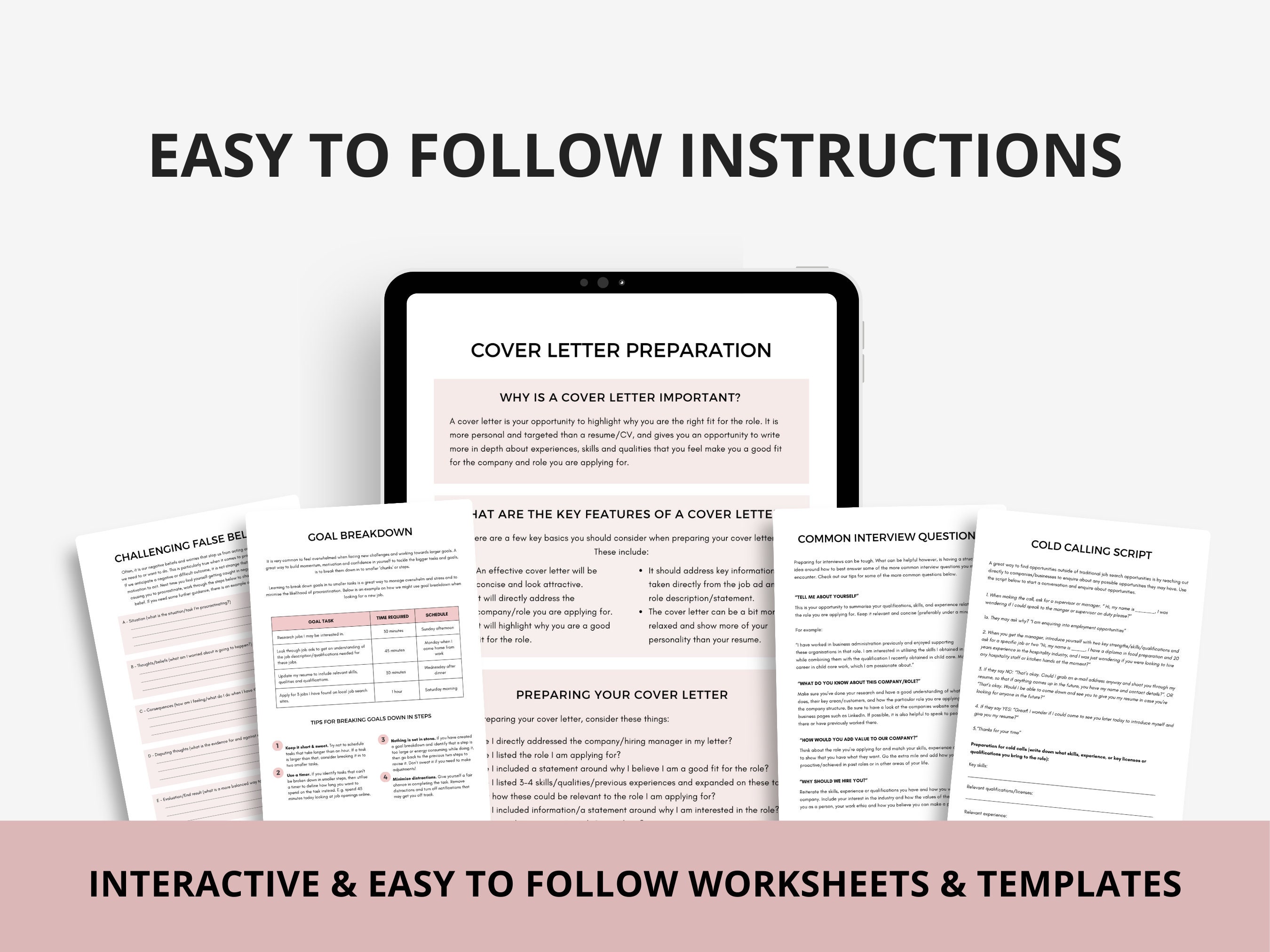 Job Search Worksheets Bundle: Resume, Interview Prep (printable ...