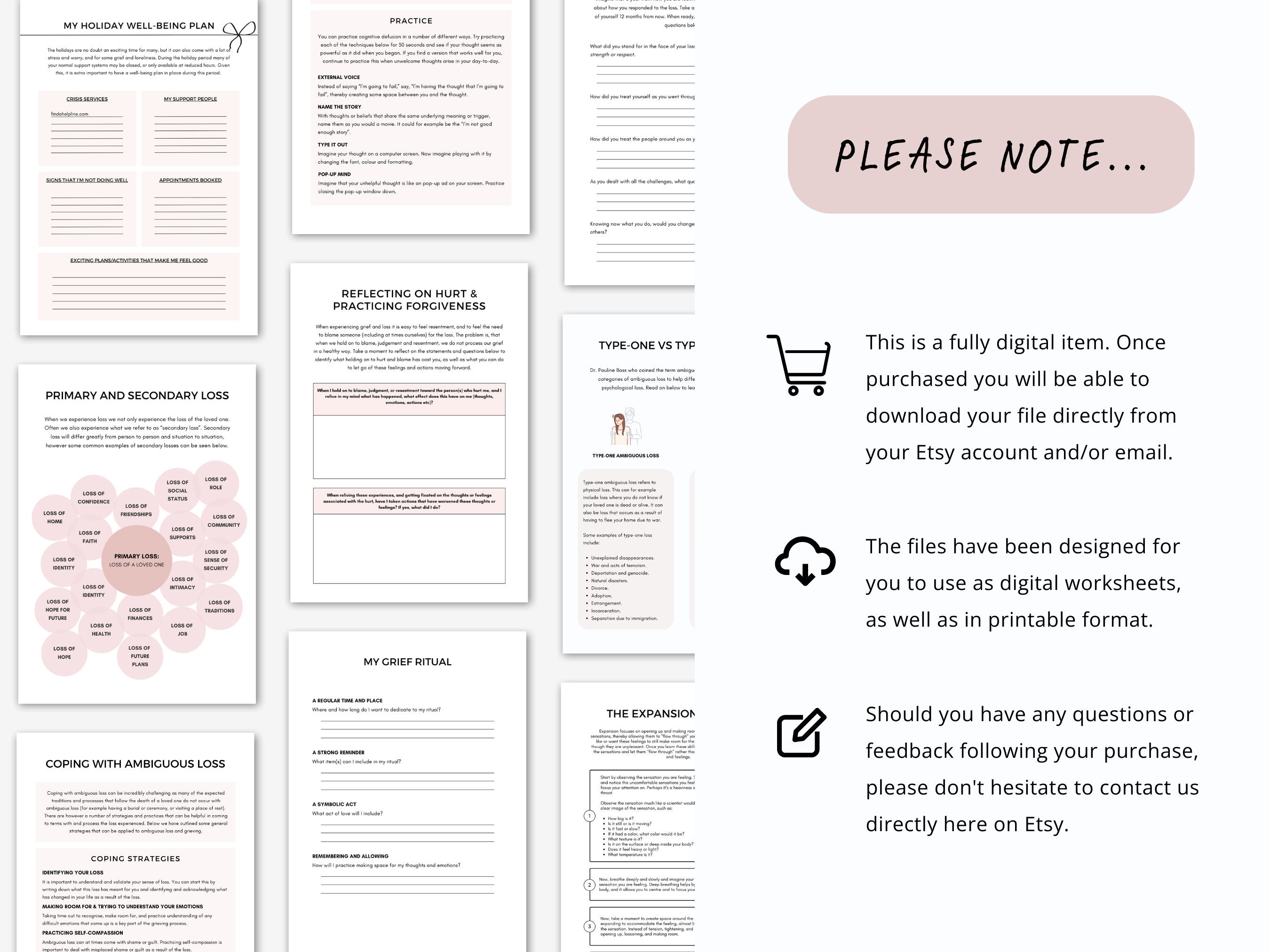Ambiguous Loss Worksheets for Understanding Ambiguous Grief and Loss ...