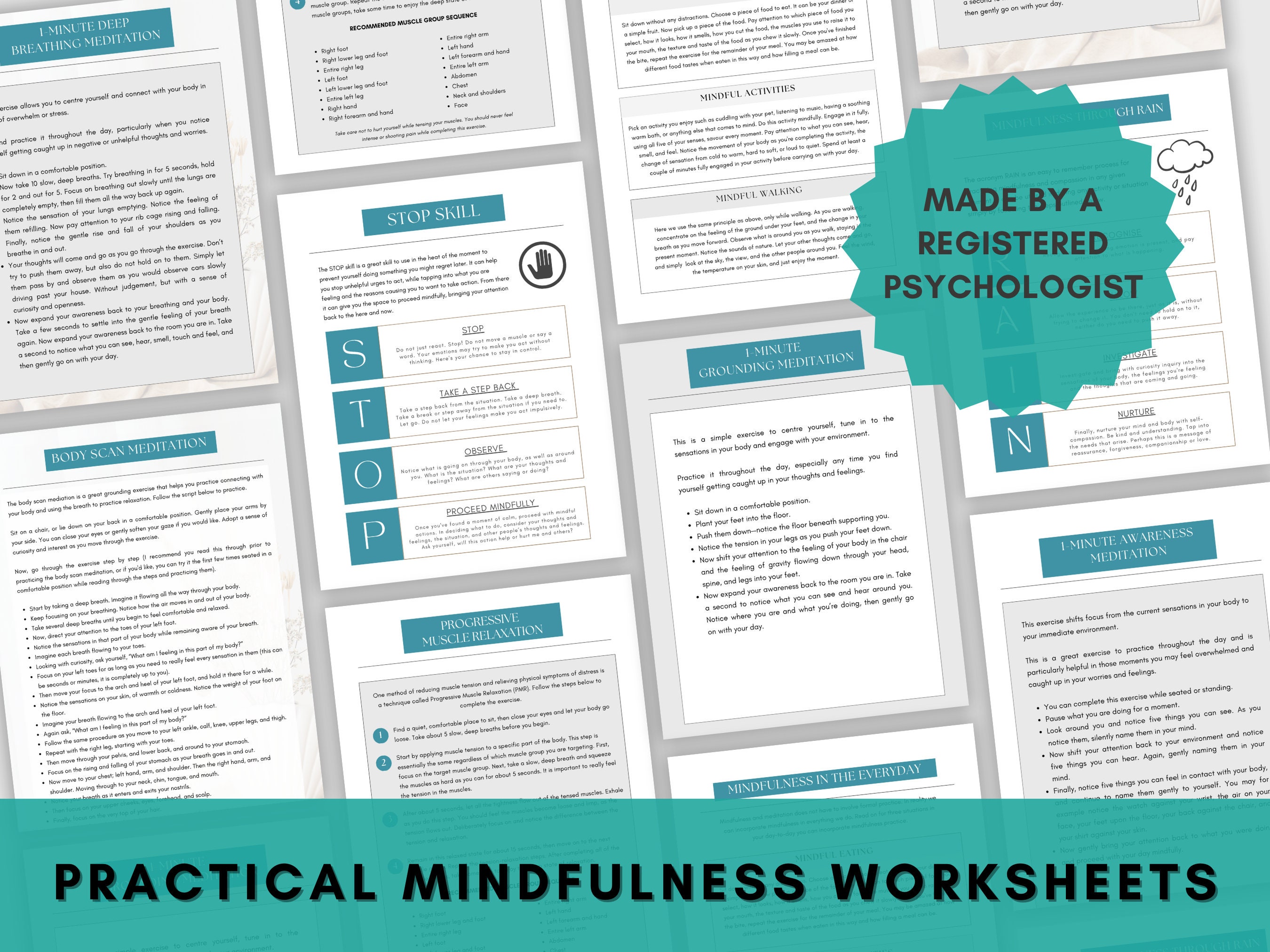 Practical Mindfulness Worksheets Bundle Mindfulness - Etsy