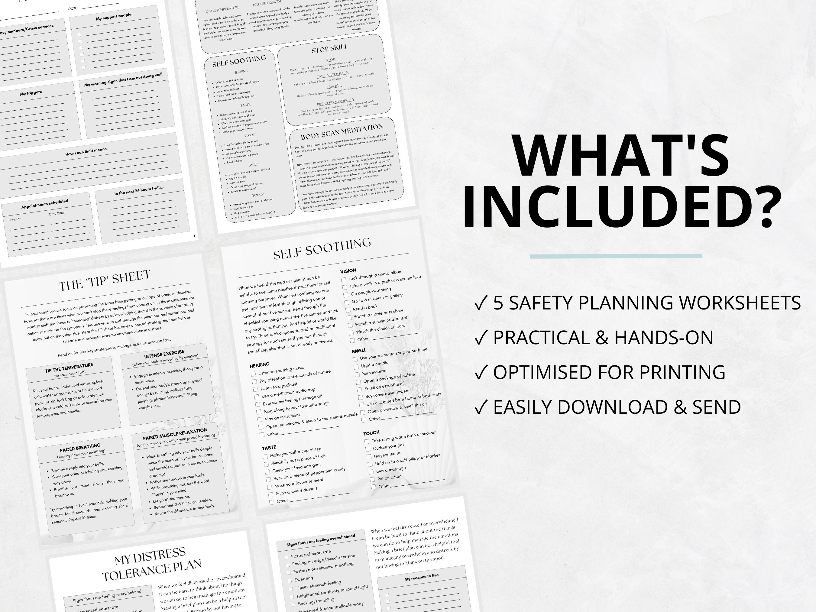 Safety Plan Mental Health Bundle, Distress Tolerance Worksheets for ...
