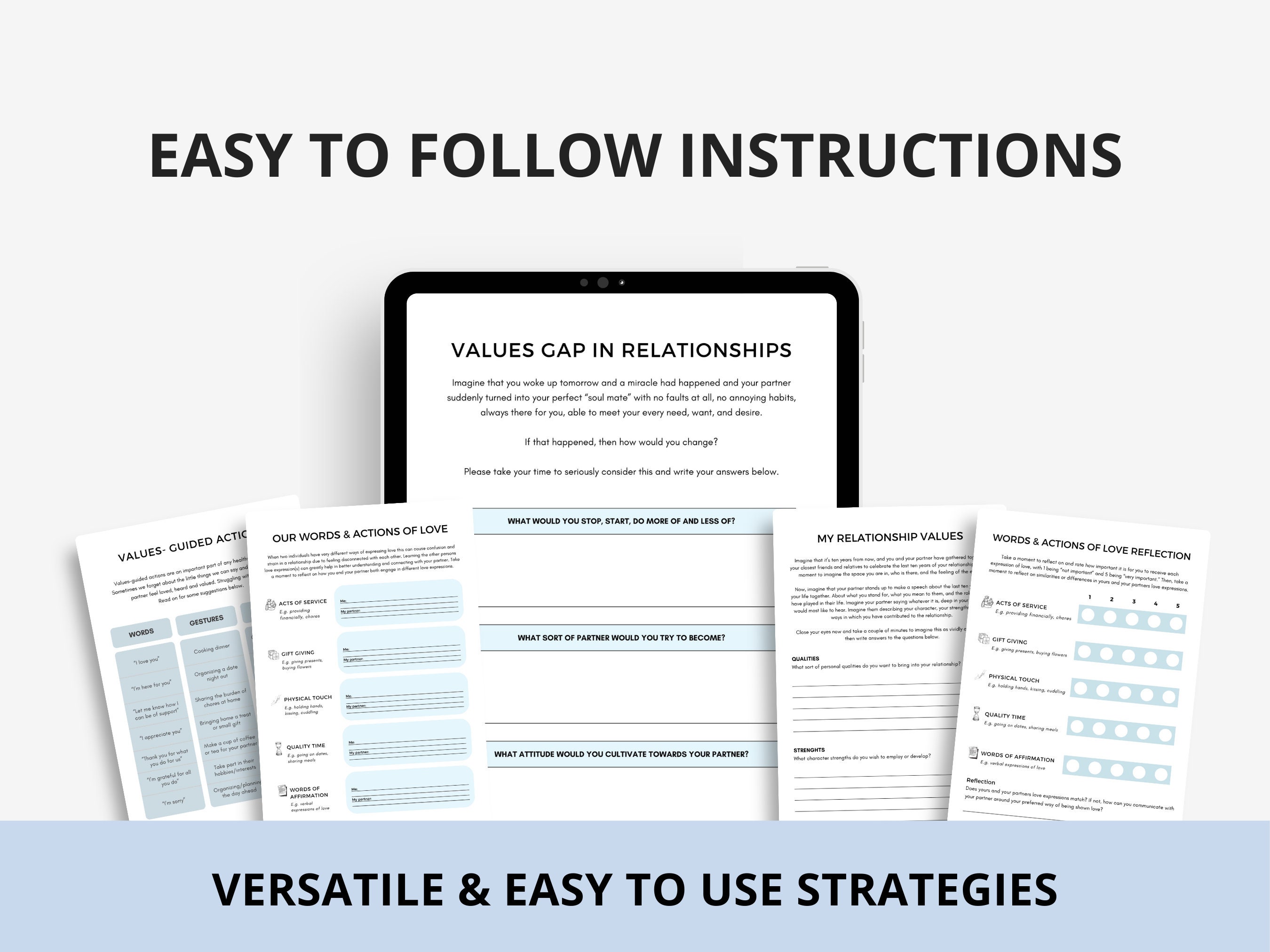 Relationship Worksheets for Understanding Values, Setting Healthy ...