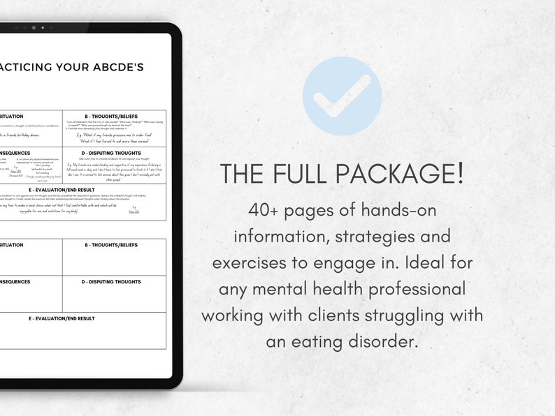 CBT for Eating Disorders Worksheets: Therapy Handouts (printable ...