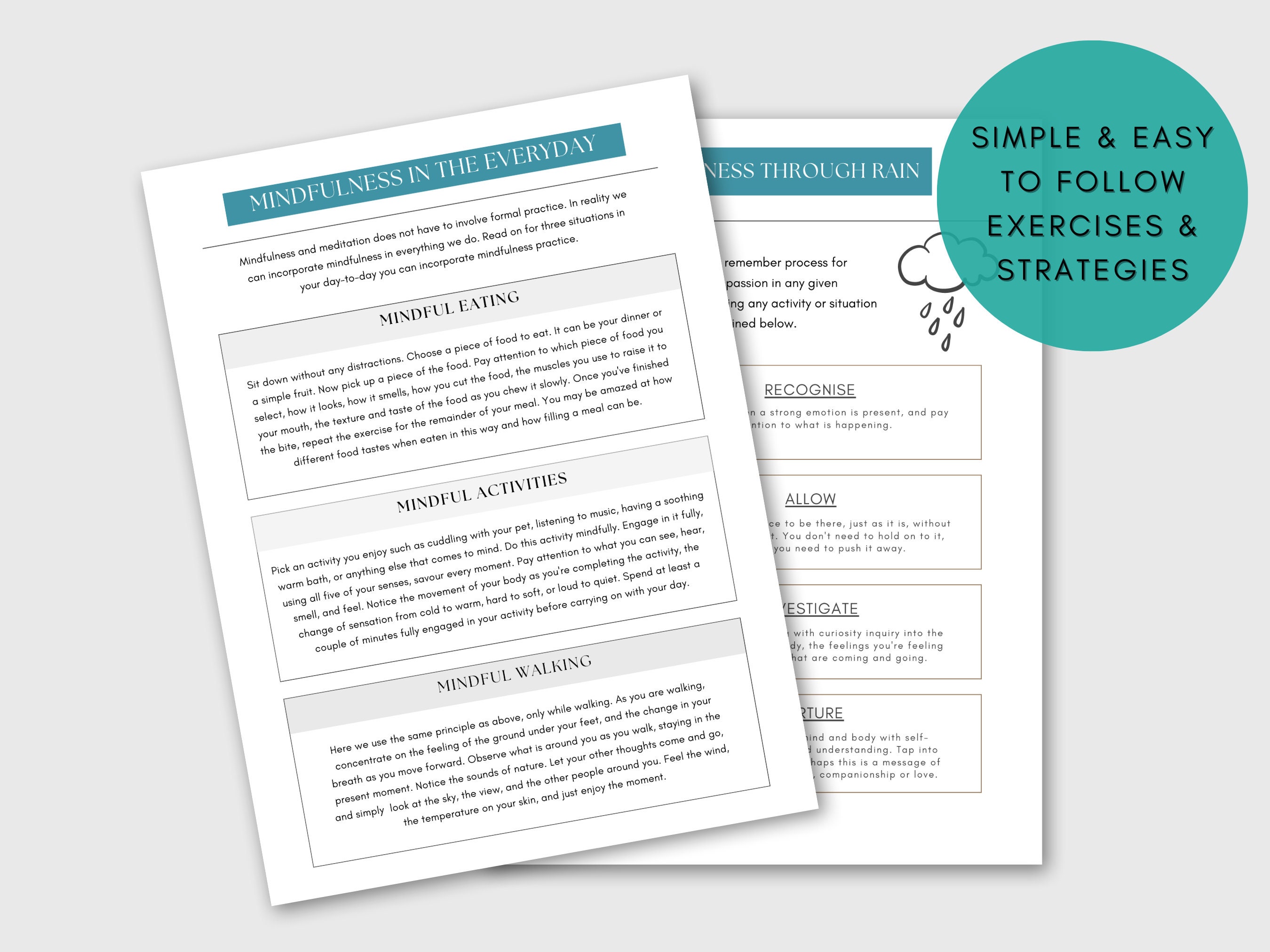 Practical Mindfulness Worksheets Bundle Mindfulness - Etsy