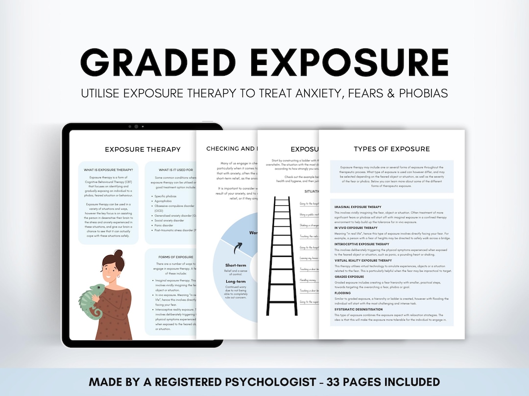 Graded Exposure Therapy Worksheets to Treat Anxiety Symptoms, Fears and ...