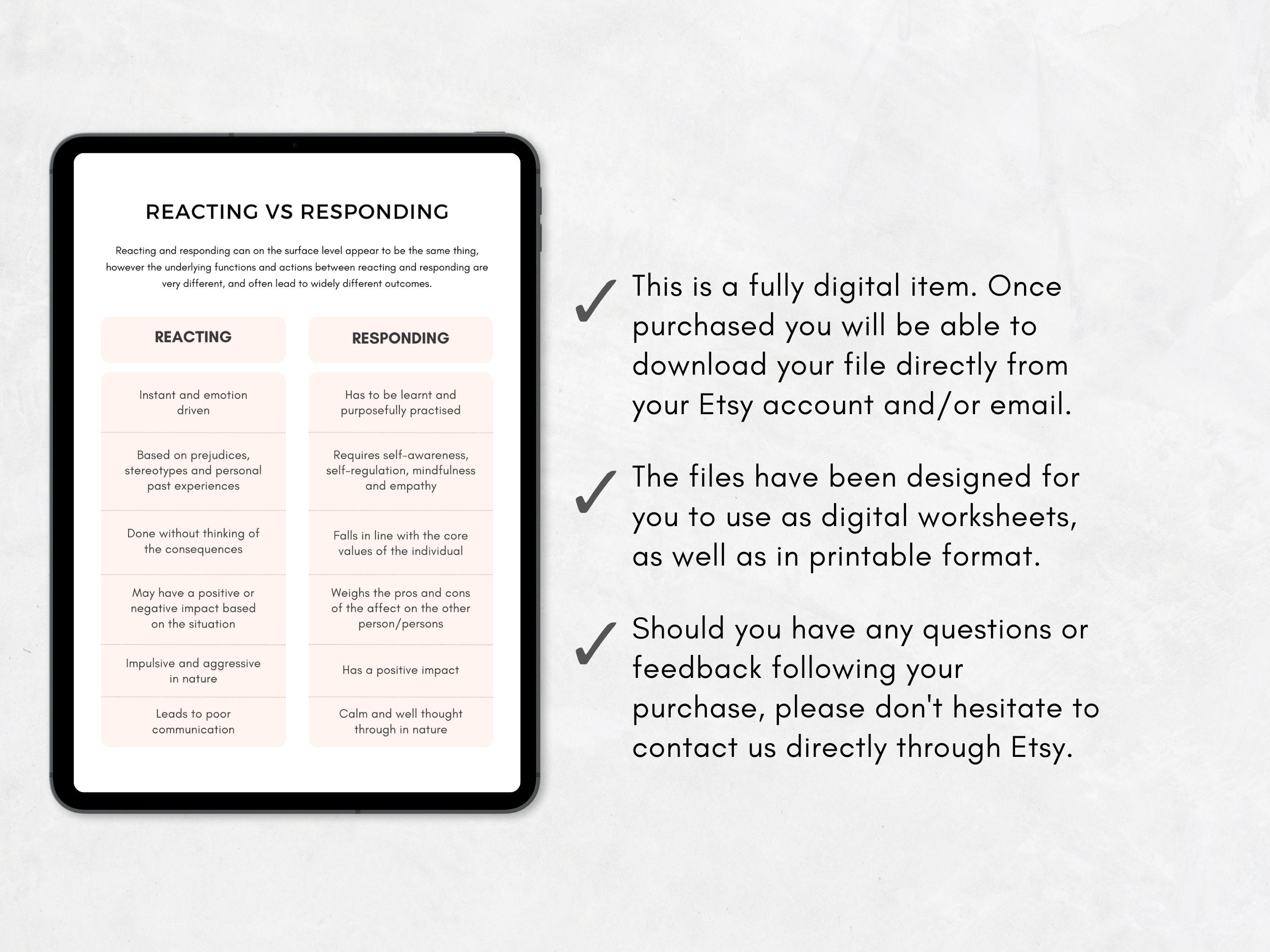 Reacting Vs Responding Worksheets, Interpersonal Communication Skills ...