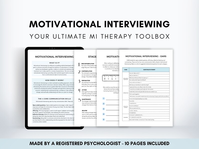 Ultimate MI Therapy Toolbox, Motivational Interviewing Cheat Sheet ...