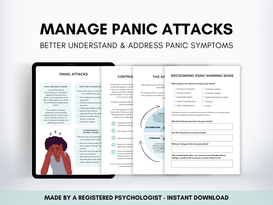 Panic Disorder Worksheet Bundle for Understanding and Managing Panic Attacks, Anxiety Education ...