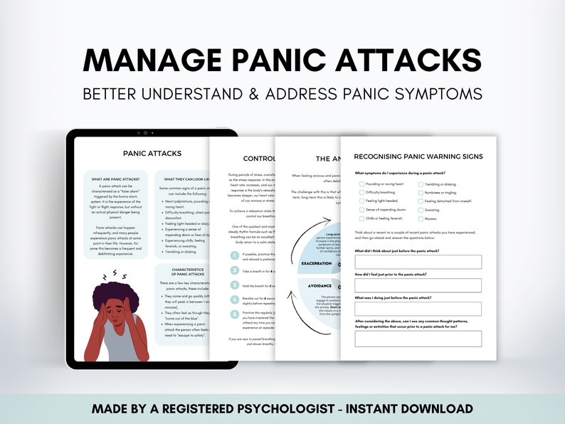 Panic Disorder Worksheet Bundle for Understanding and Managing Panic Attacks, Anxiety Education ...