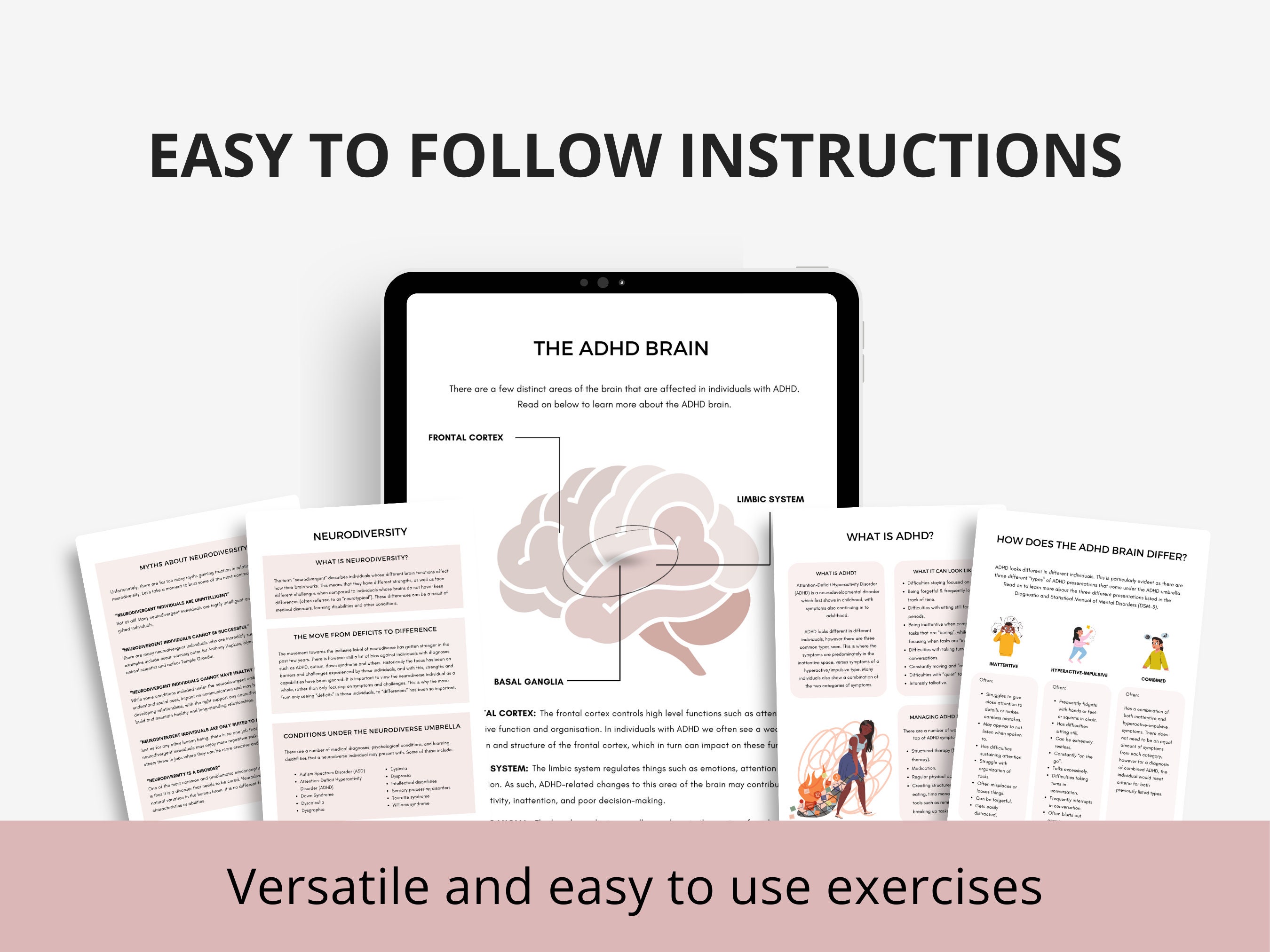 ADHD Education Worksheets for Adults & Teens, ADHD Late Diagnosis ...