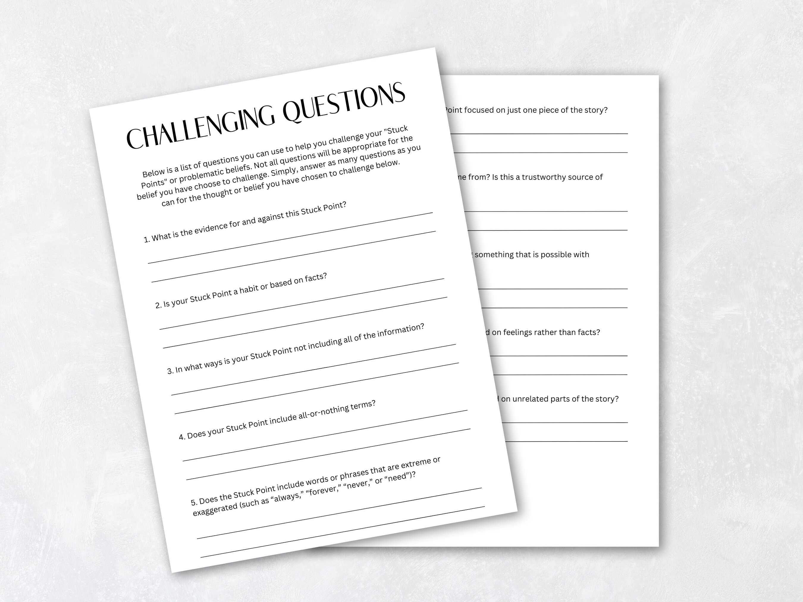 Stuck Points Therapy Worksheets Bundle CPT Therapy CBT Worksheets for ...