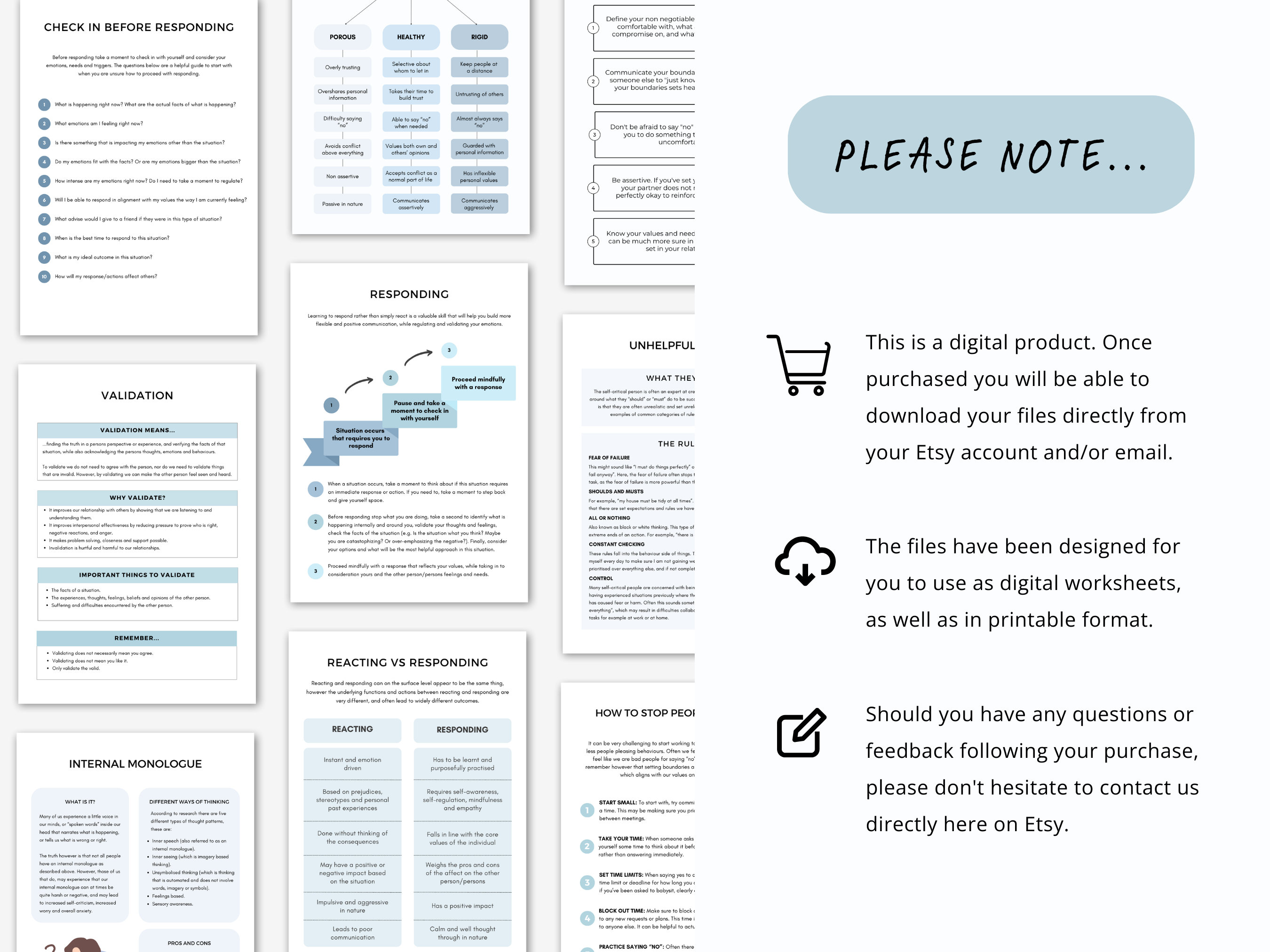 Communication Skills Worksheets for Assertive Communication, Boundary ...