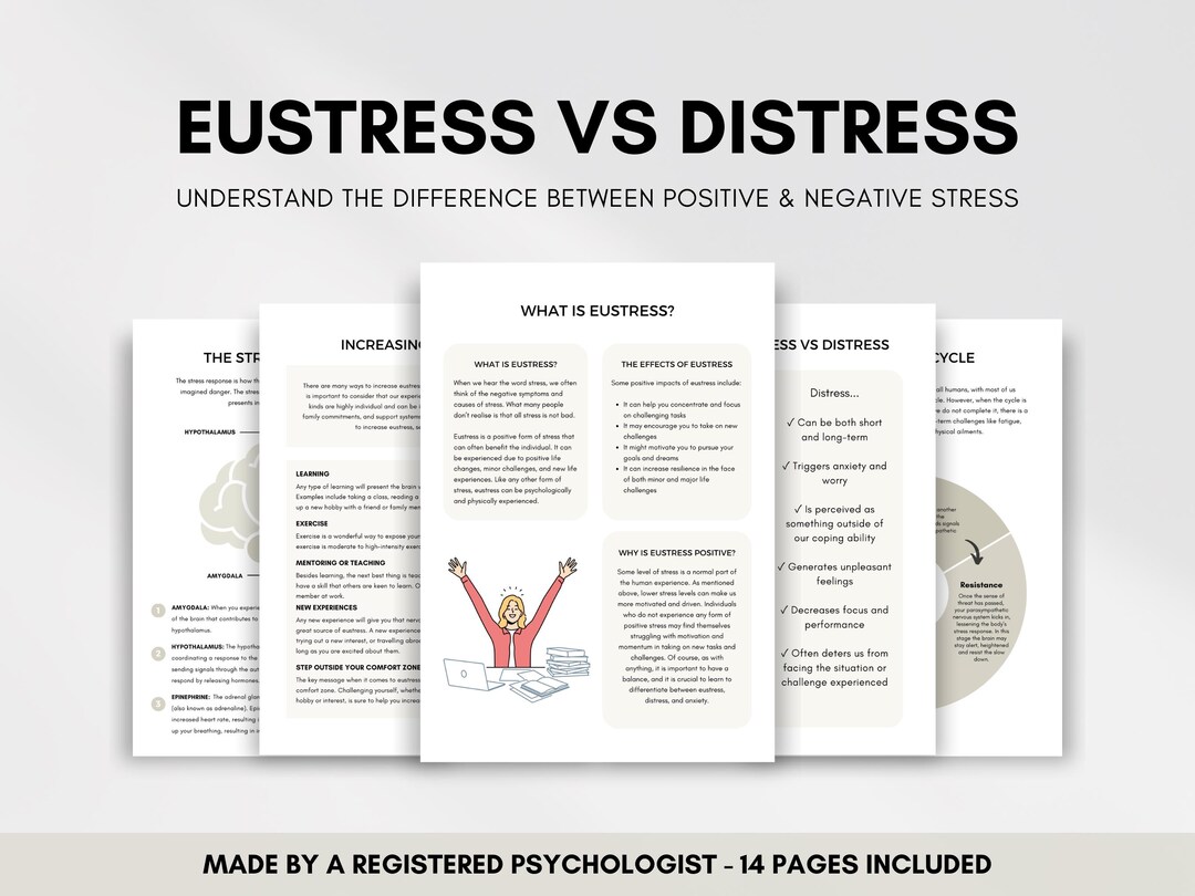 Understanding Positive and Negative Stress Therapy Education Worksheets ...