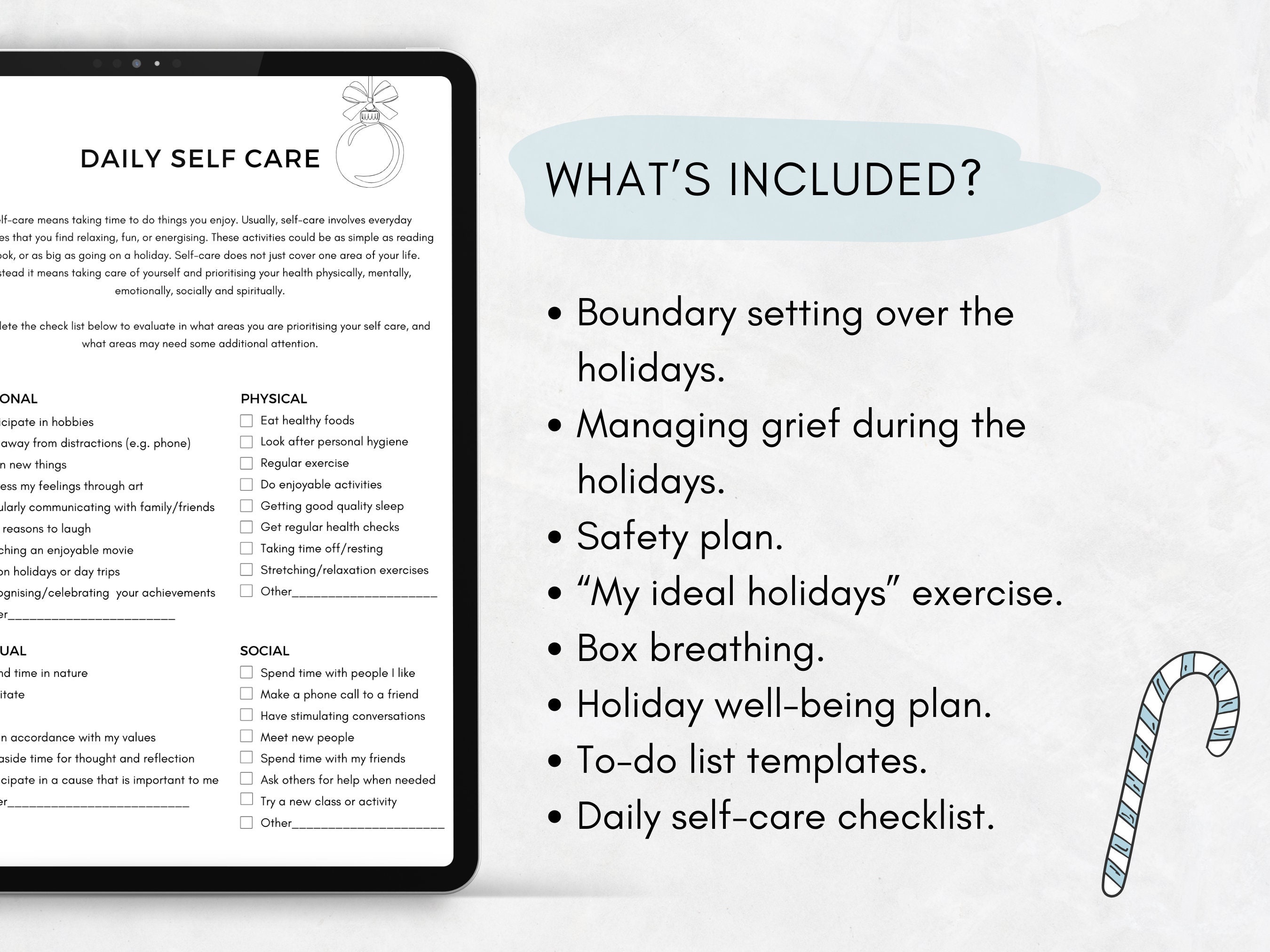 Mental Health Holiday Bundle, Grief Worksheets, Safety Plan, Boundary ...