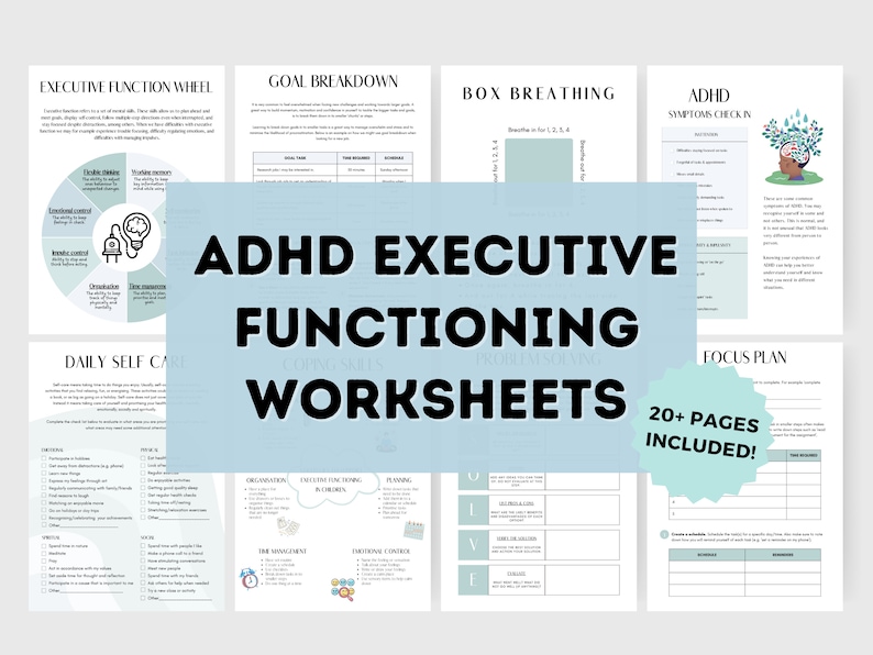 ADHD Executive Functioning Worksheets: Adult Planner & Journal ...