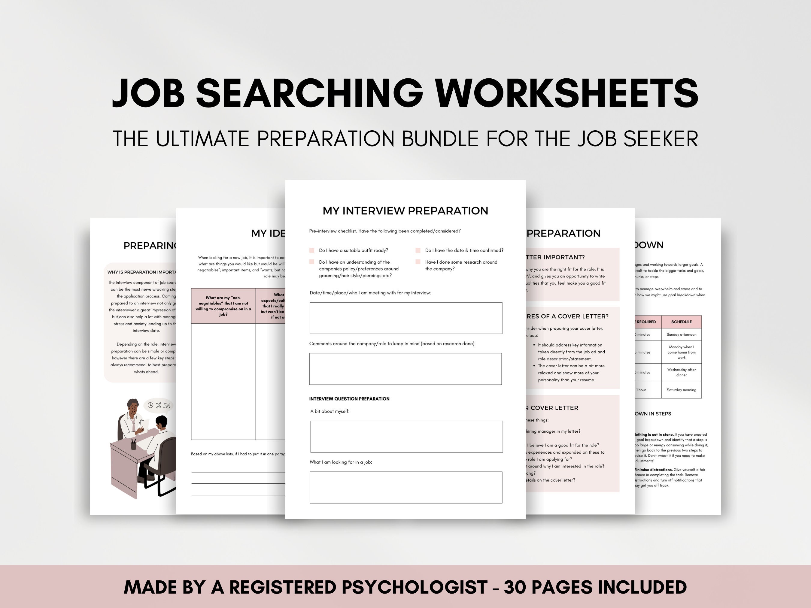 Job Search Worksheets Bundle: Resume, Interview Prep (printable ...