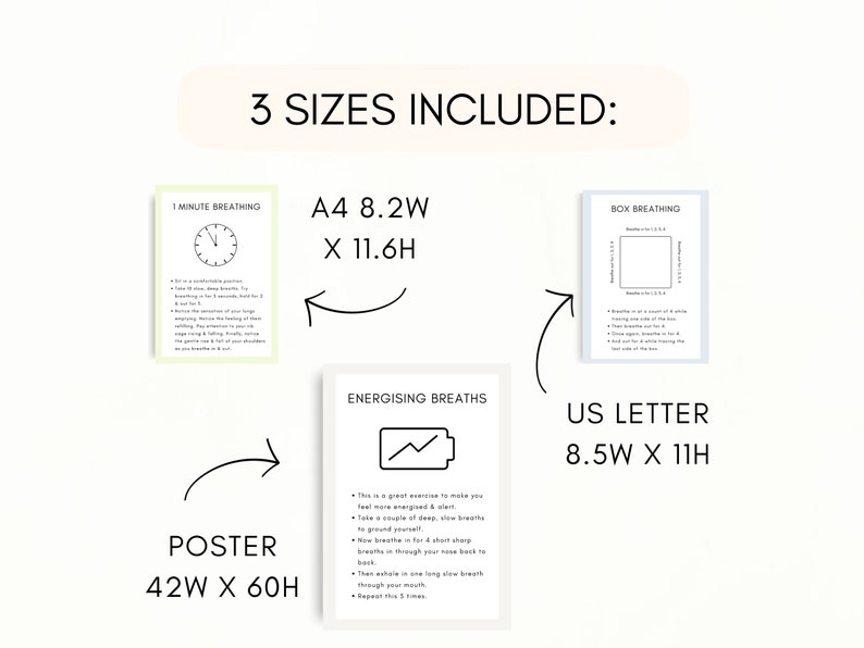 Mindful Breathing Posters: Anxiety & Grounding Techniques (digital ...