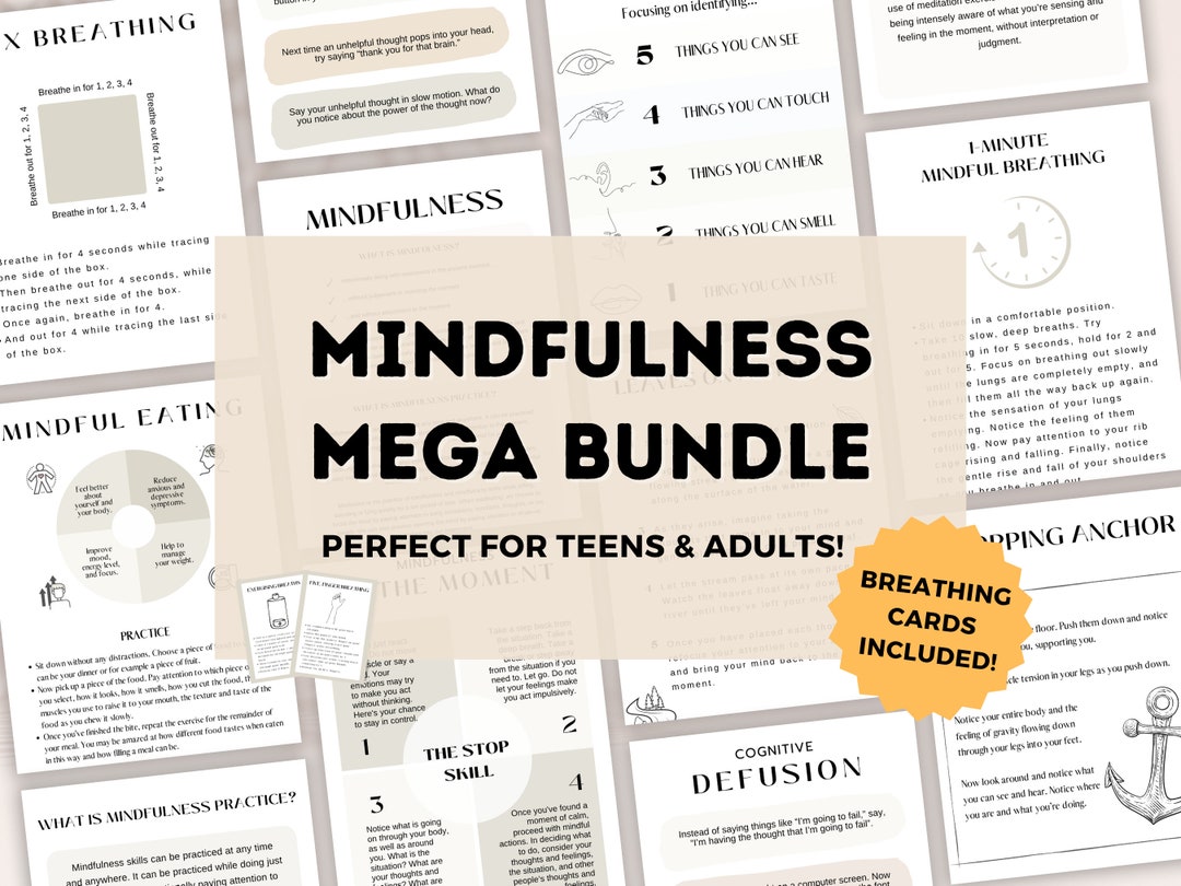 Mindfulness Worksheets for Adults and Teens | Mindfulness Breathing ...