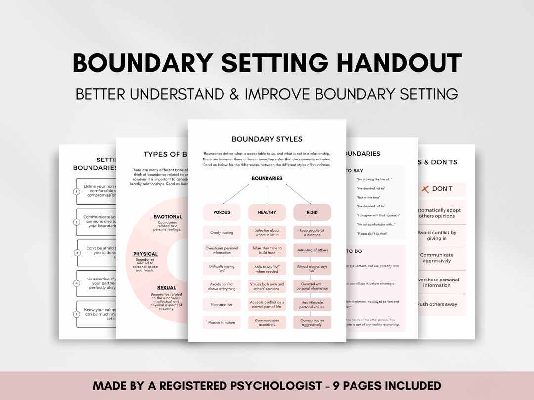 Boundary Setting Therapy Handout for Setting Healthy Boundaries and ...
