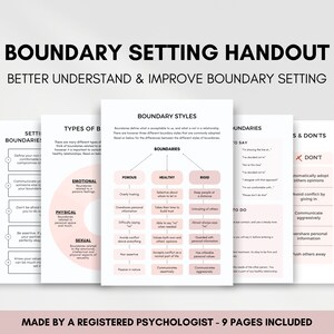 Boundary Setting Therapy Handout for Setting Healthy Boundaries and Building Healthy ...