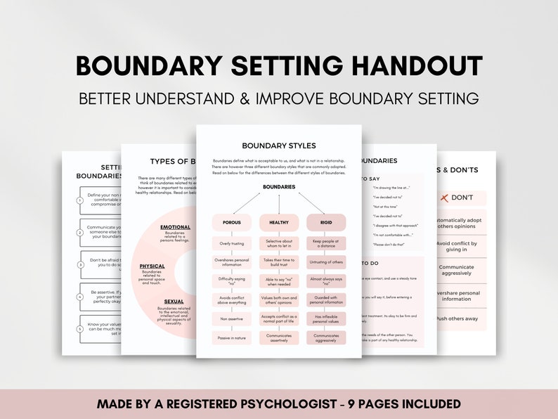 Boundary Setting Therapy Handout for Setting Healthy Boundaries and ...