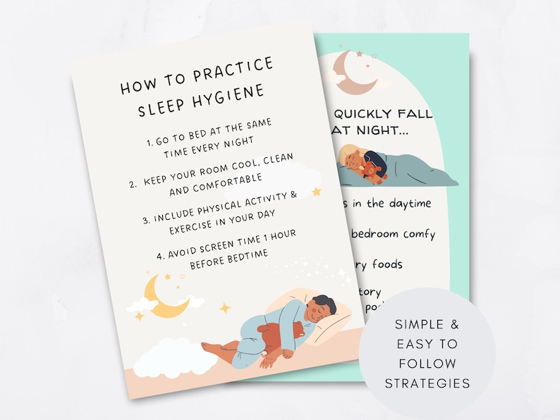 Sleep Hygiene for Kids, Better Sleep Poster Bundle for Children, Child ...