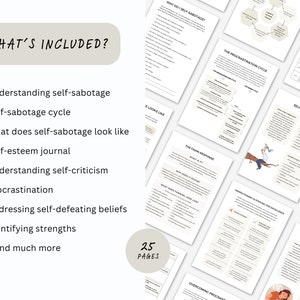 Self Sabotage Worksheets: Overcome Self-defeating Behaviors (printable ...
