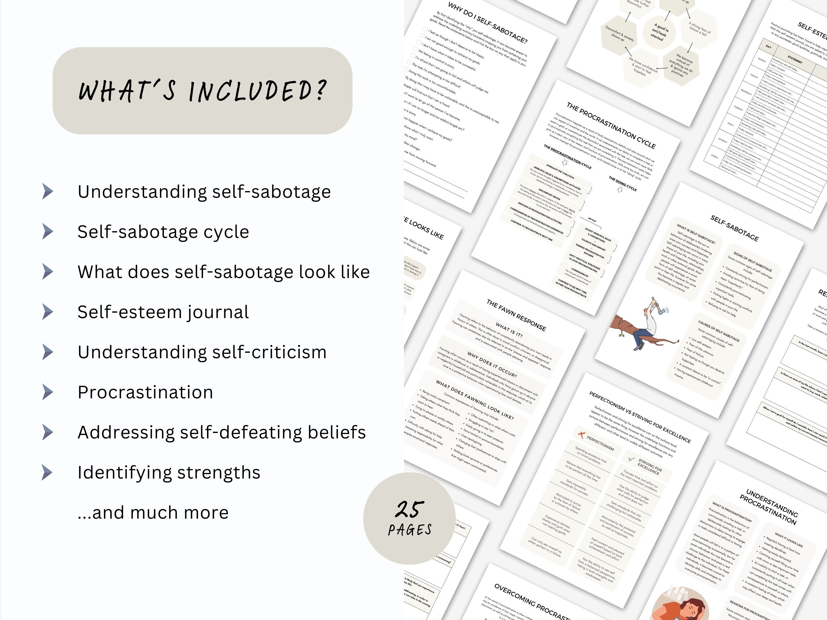 Self Sabotage Worksheets: Overcome Self-defeating Behaviors (printable ...