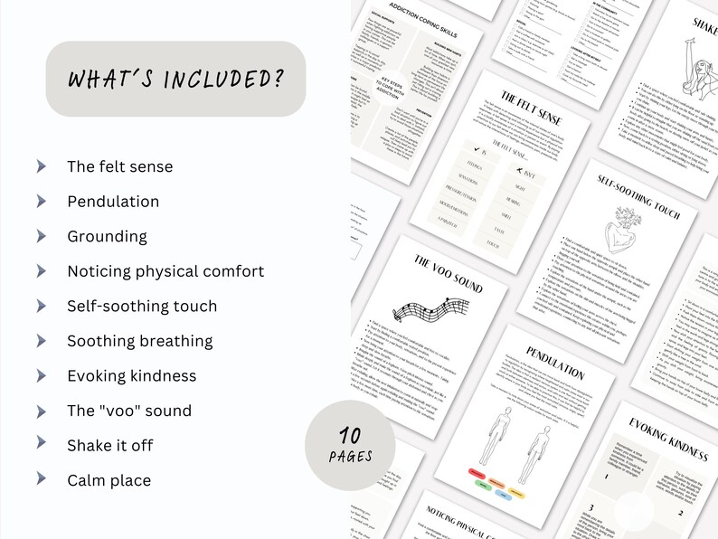 Somatic Experiencing Therapy Worksheets for Nervous System Regulation ...