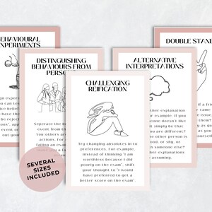 Cognitive Distortions Cards Bundle, Thought Challenging for Adults ...