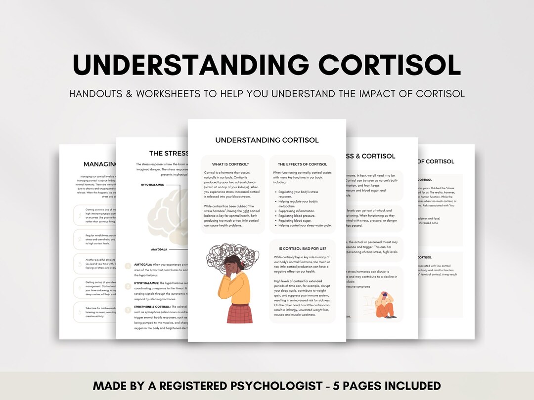Understanding Cortisol Therapy Education Worksheets for Therapists and ...