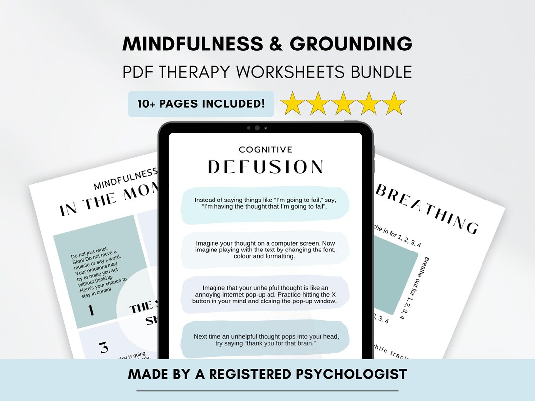 Mindfulness Skills Worksheets With Grounding Exercises for Managing ...