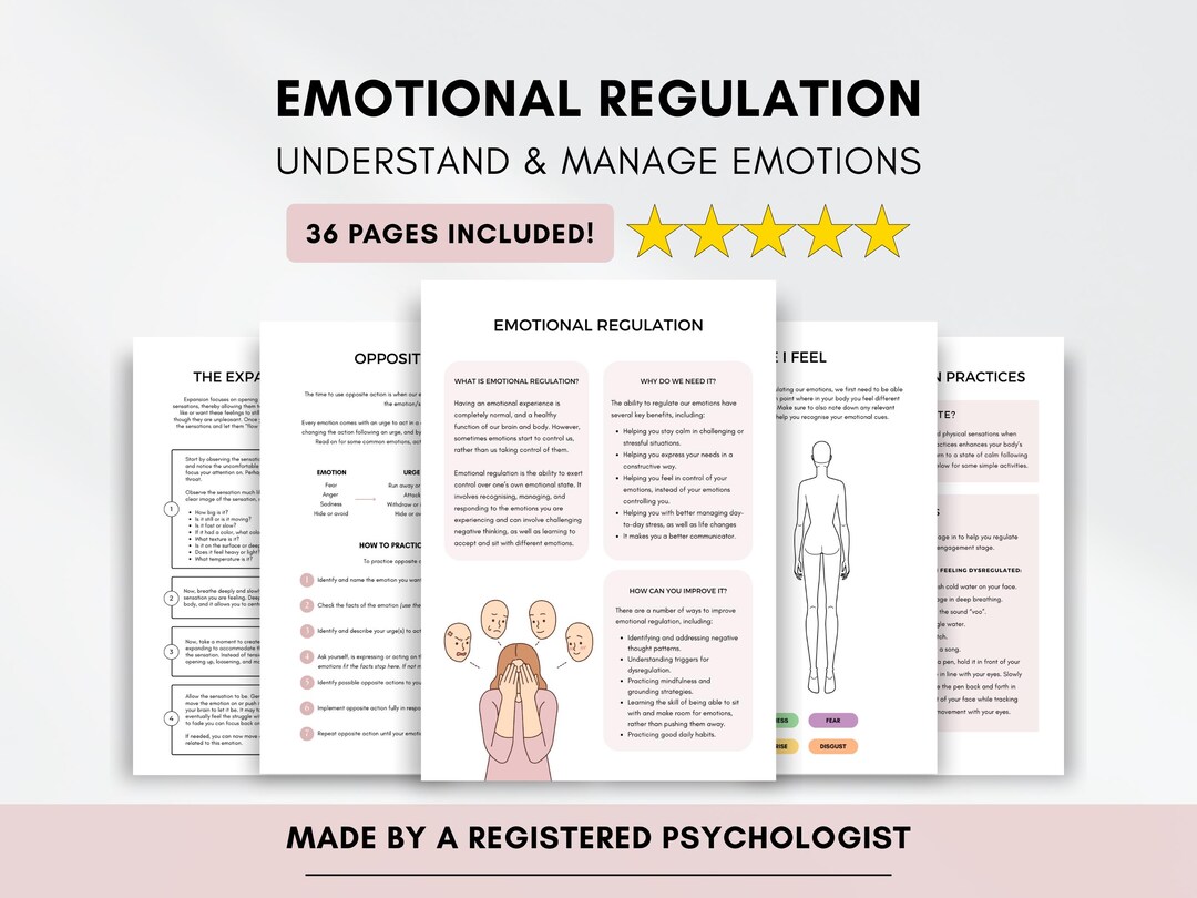 Emotional Regulation Worksheets With Grounding & Negative Self Talk ...