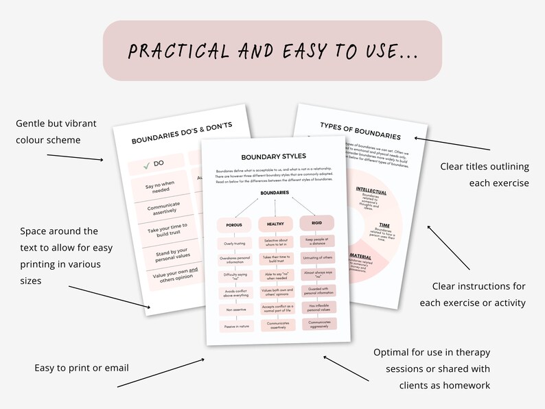 Boundary Setting Therapy Handout for Setting Healthy Boundaries and ...