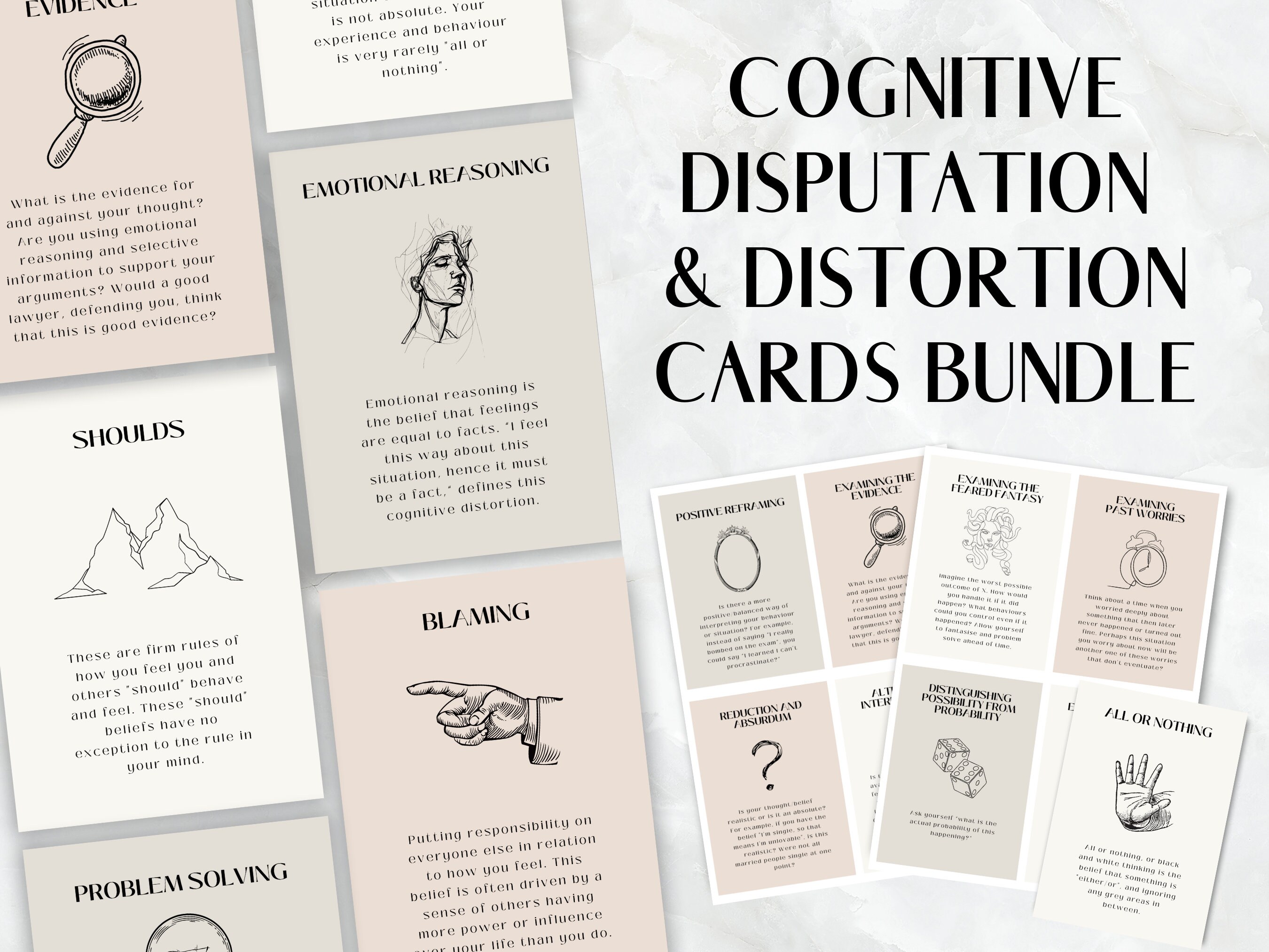 Unhelpful Thinking Cards Bundle Cognitive Bias Mindfulness - Etsy