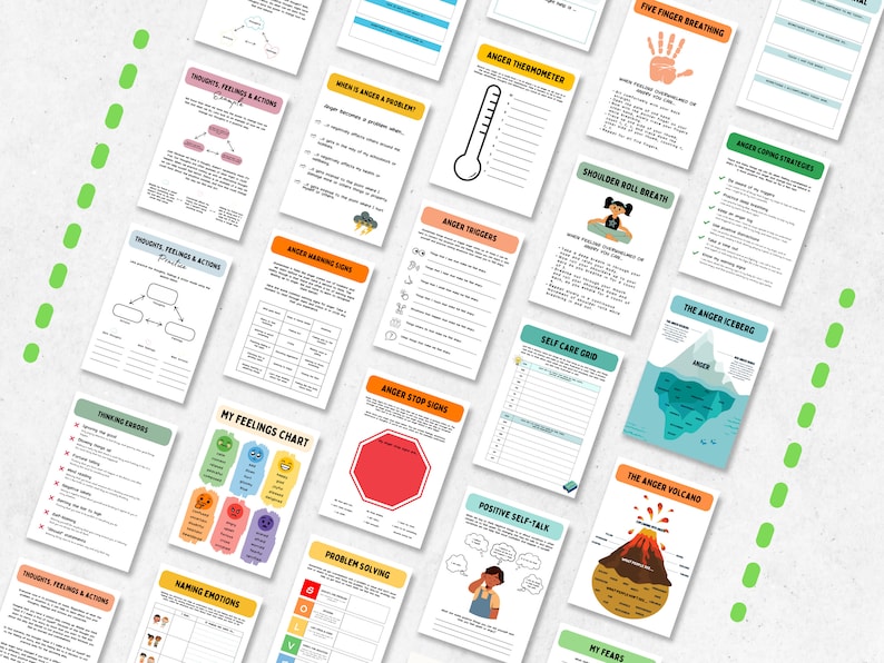 Anger Worksheets Kids Therapy Bundle Kids Anger Management Worksheets ...