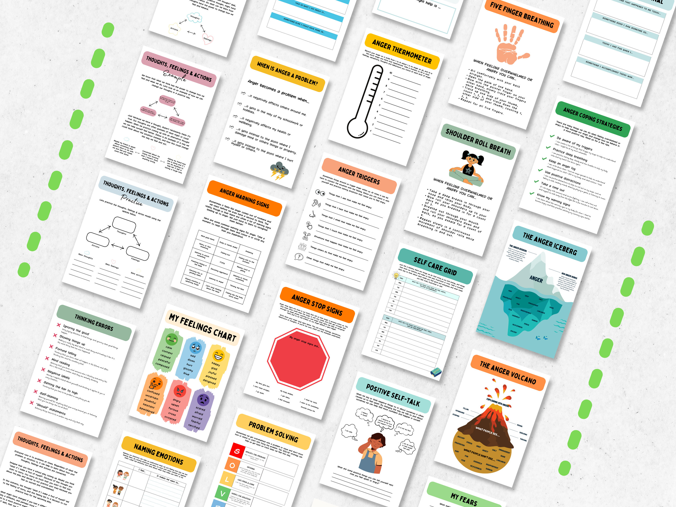 Anger Worksheets Kids Therapy Bundle Kids Anger Management Worksheets ...