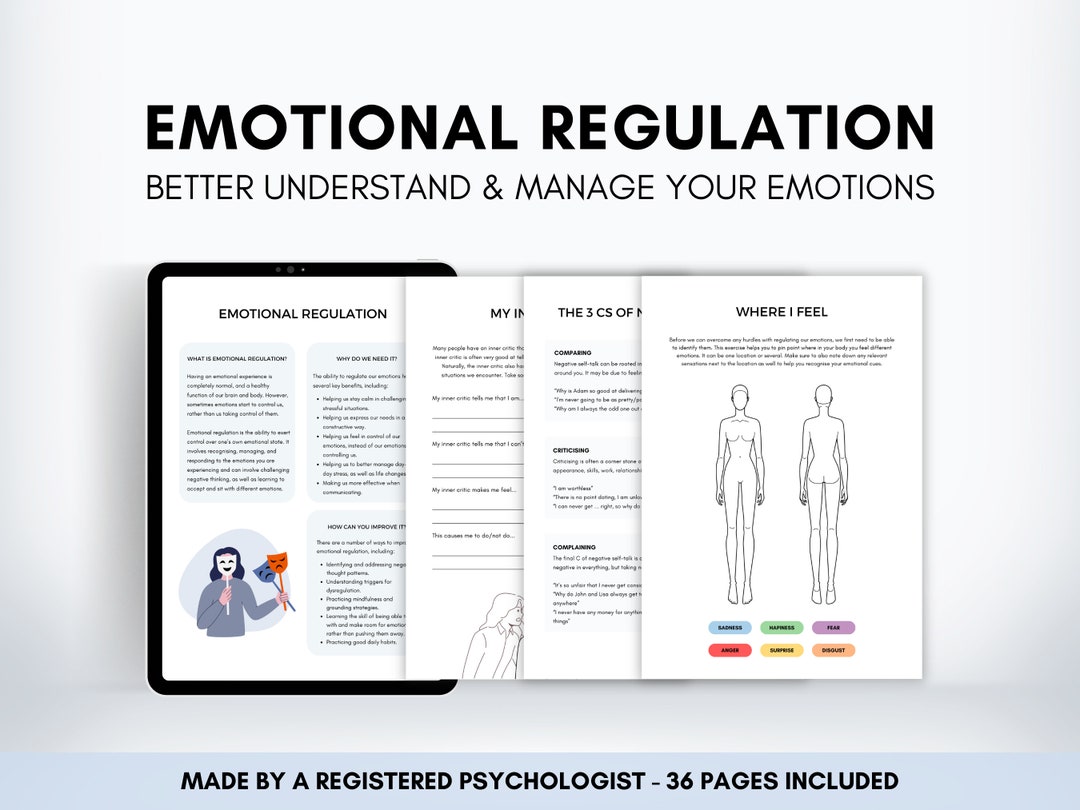 Emotional Regulation Worksheets for Sitting With Emotions, Improving ...