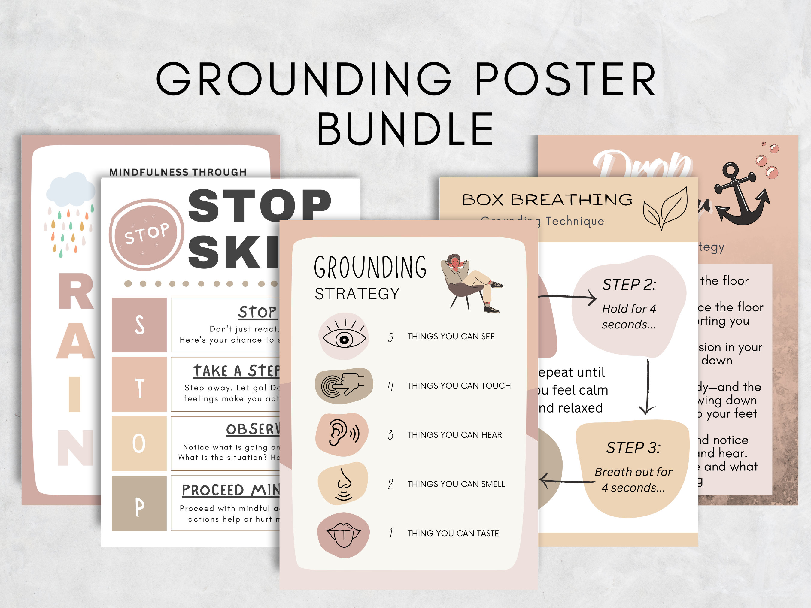 Grounding Poster Bundle Grounding Exercise Printable Grounding ...