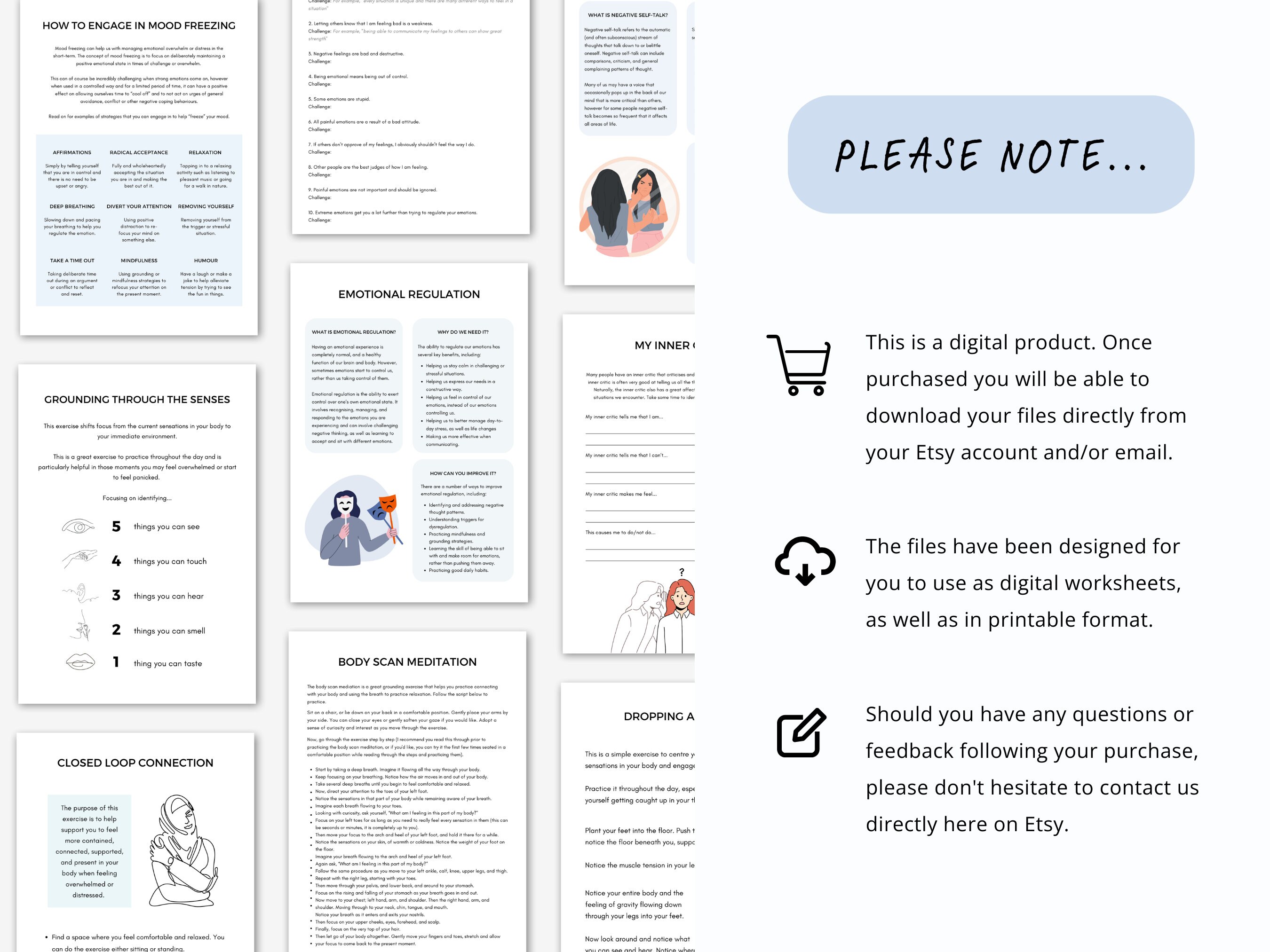 Emotional Regulation Worksheets: Dysregulation, Grounding Exercises ...