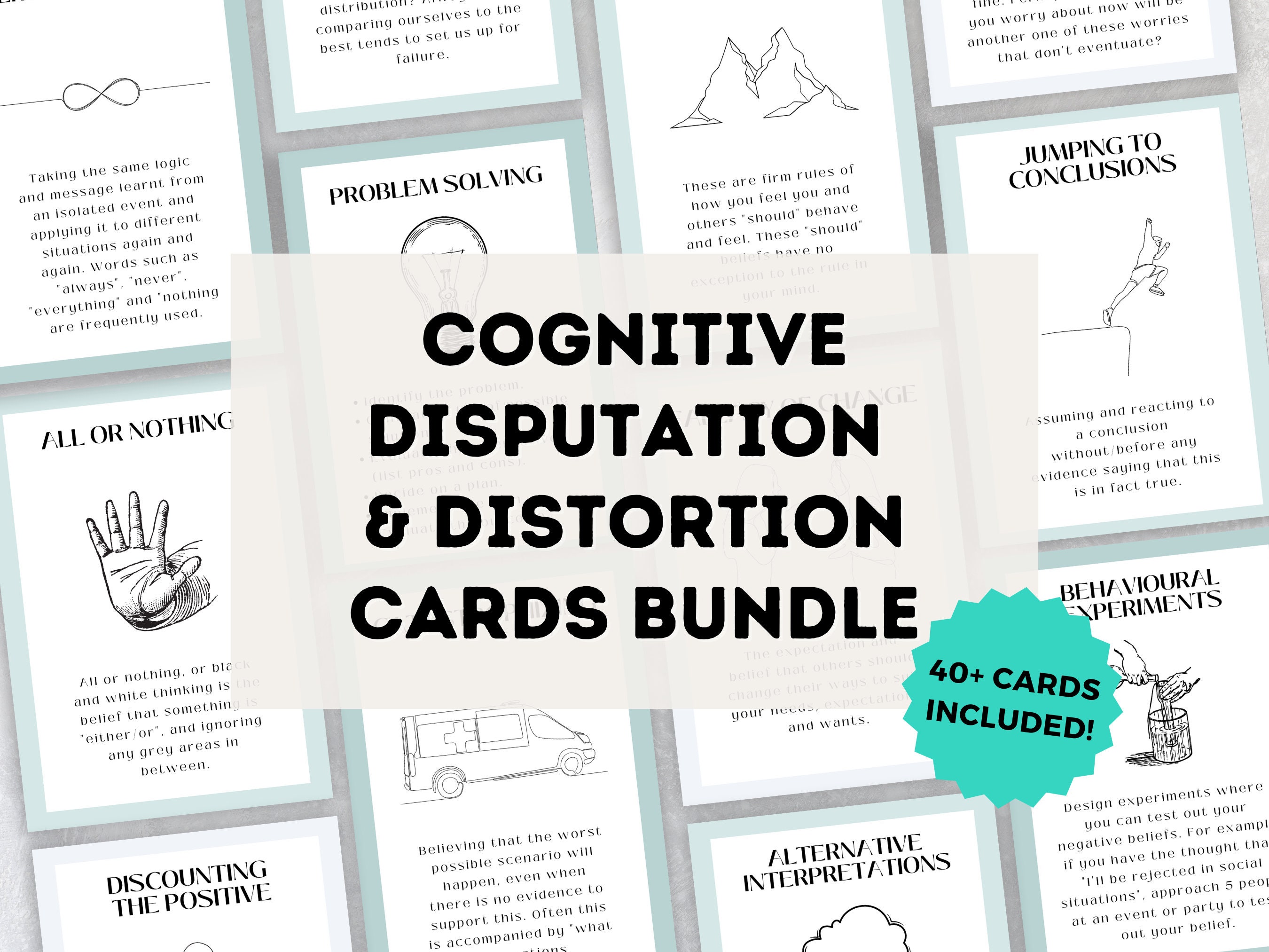 CBT Cards Therapy Bunde Cognitive Disputation & Distortion Cards ...