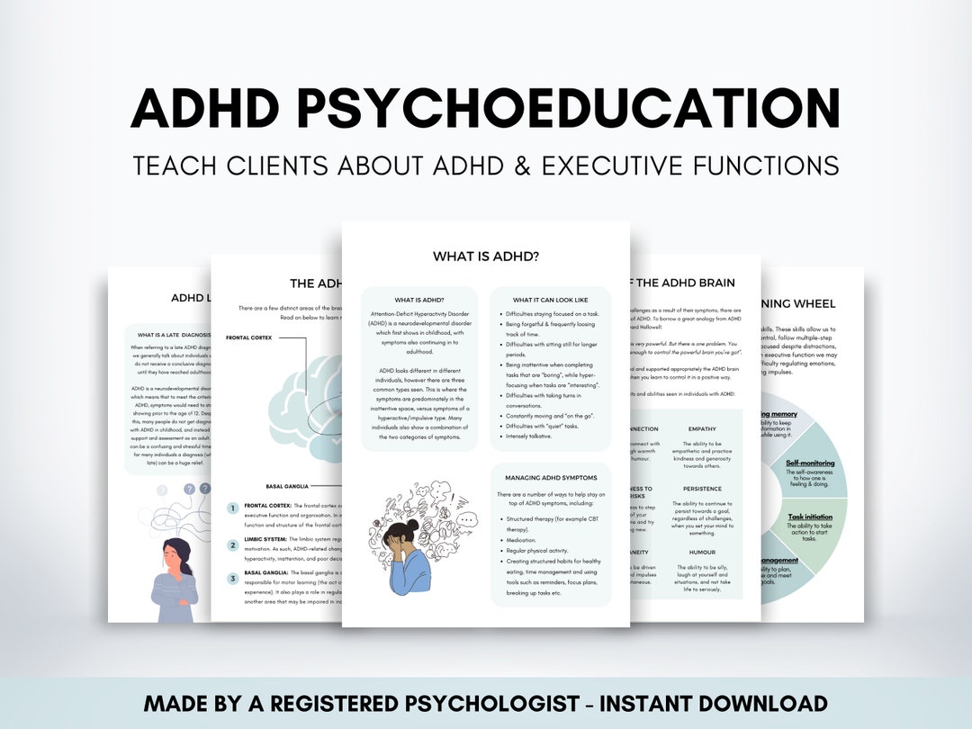 ADHD Education Worksheets Bundle, Executive Function Template, ADHD ...