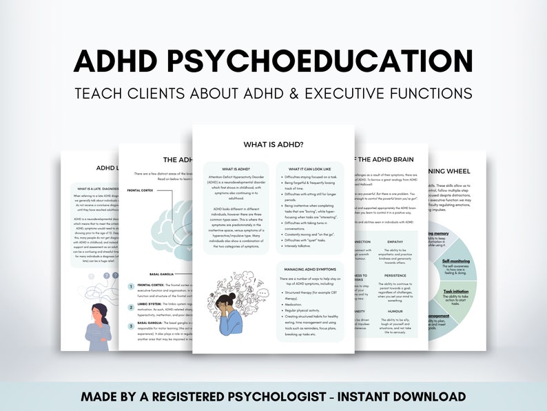 ADHD Education Worksheets Bundle, Executive Function Template, ADHD ...