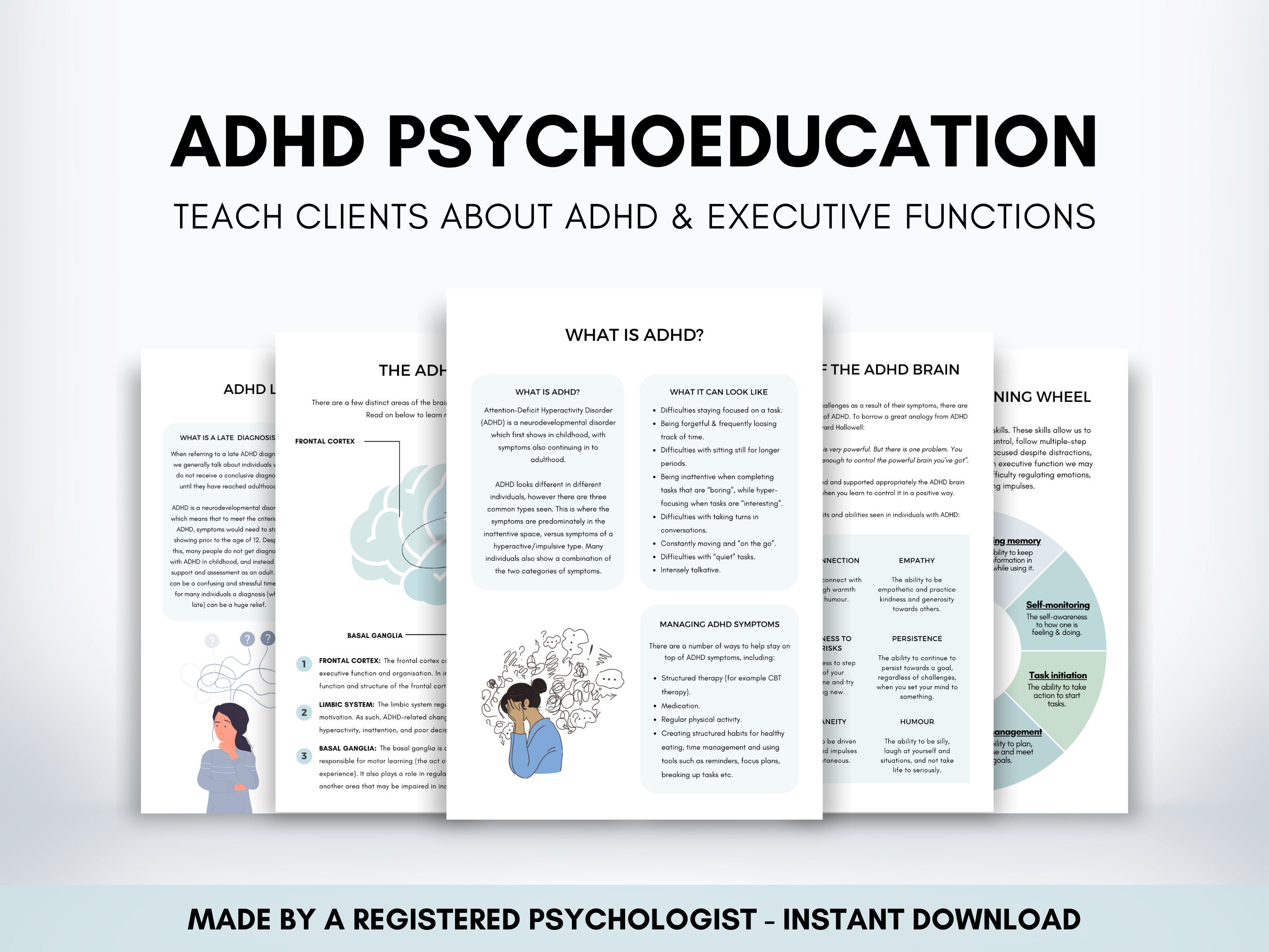 ADHD Education Worksheets Bundle, Executive Function Template, ADHD ...