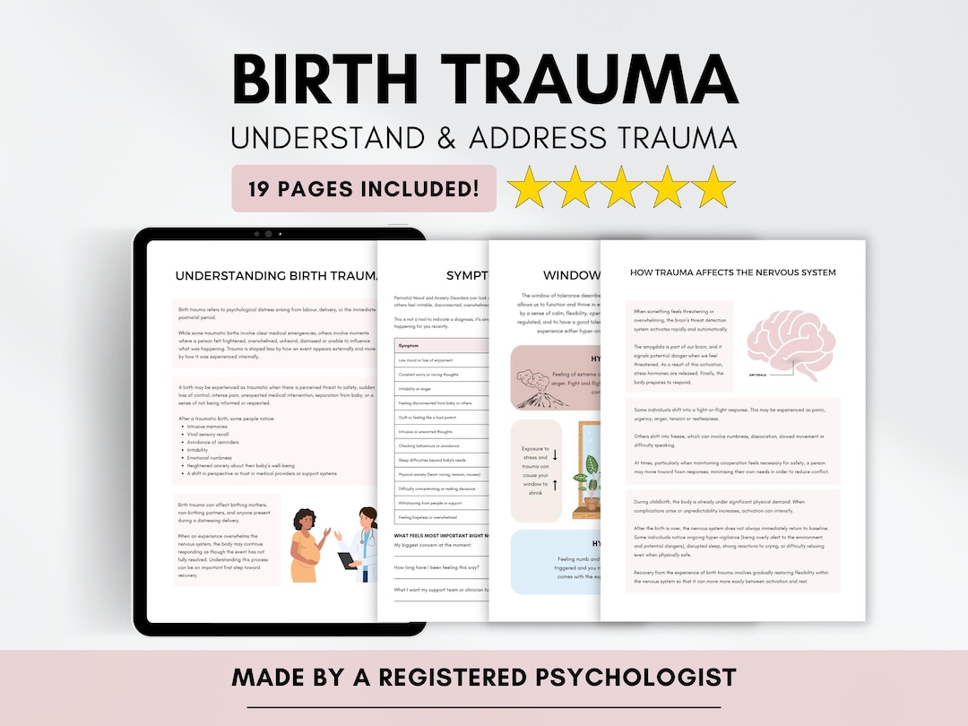 Birth Trauma Therapy Worksheets for Reprocessing Nervous System ...