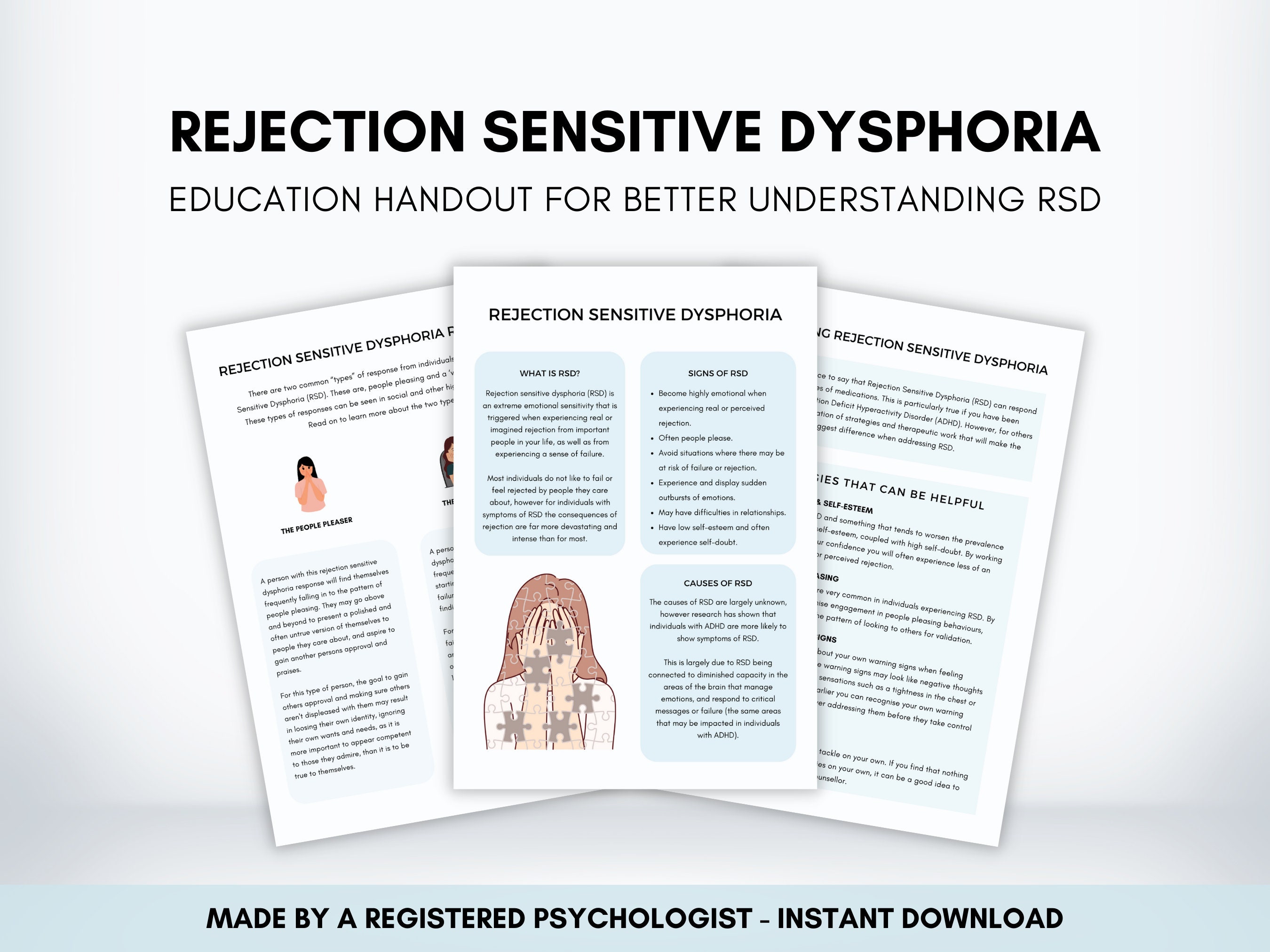 Rejection Therapy Worksheet Bundle for Overcoming Rejection Sensitive ...
