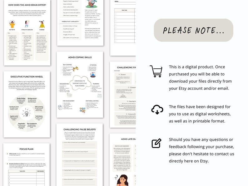 ADHD Late Diagnosis Worksheets: Adult Neurodivergent Brain Resource ...