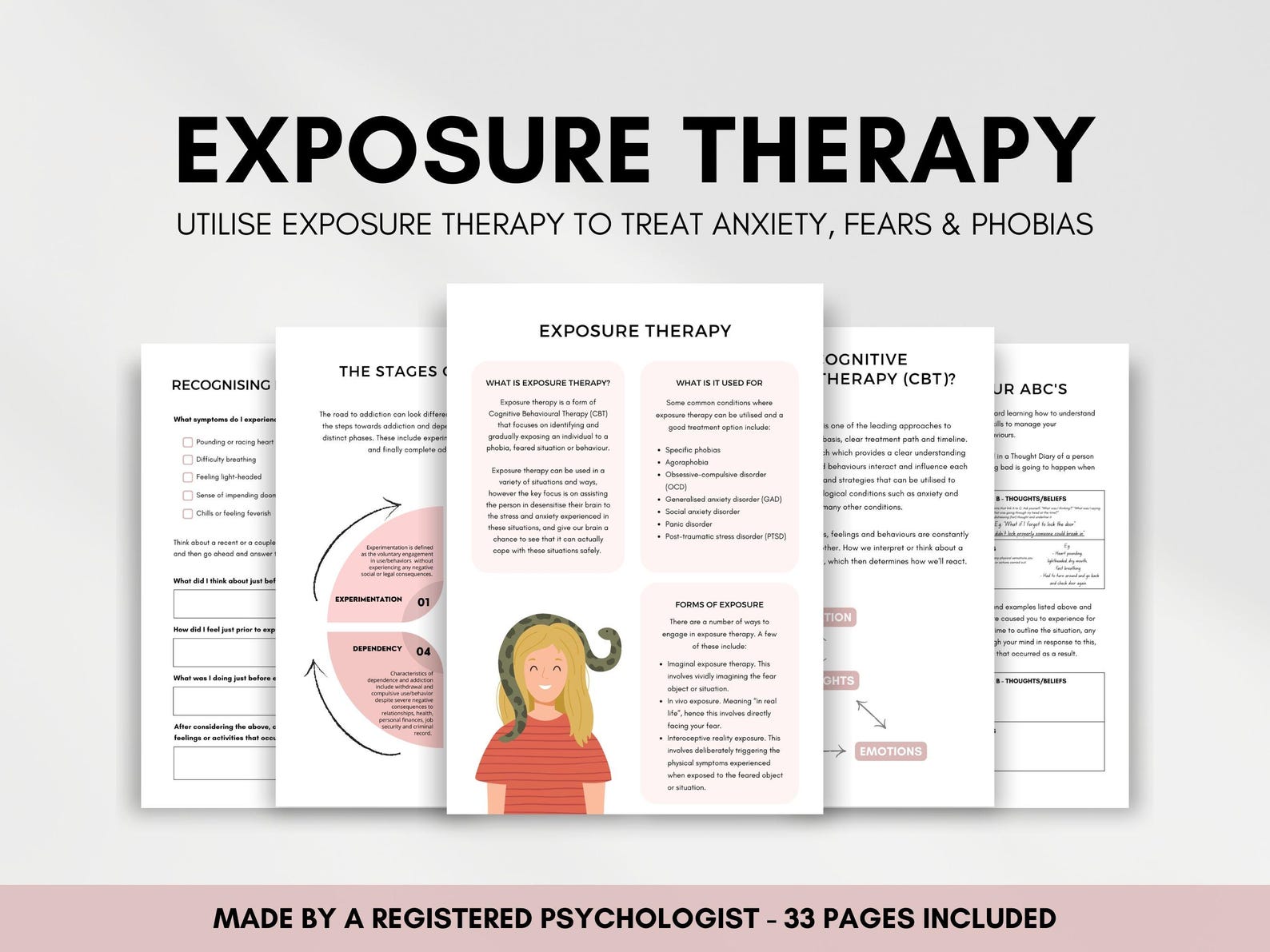 Exposure Therapy Worksheets for Treating Anxiety, Fears and Phobias ...