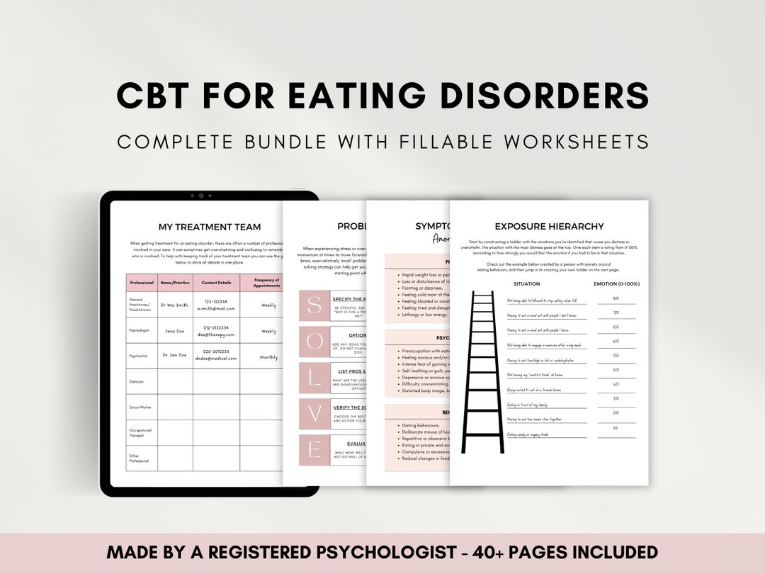 Eating Disorders Recovery, CBT Worksheets for Teens and Adults, Binge ...