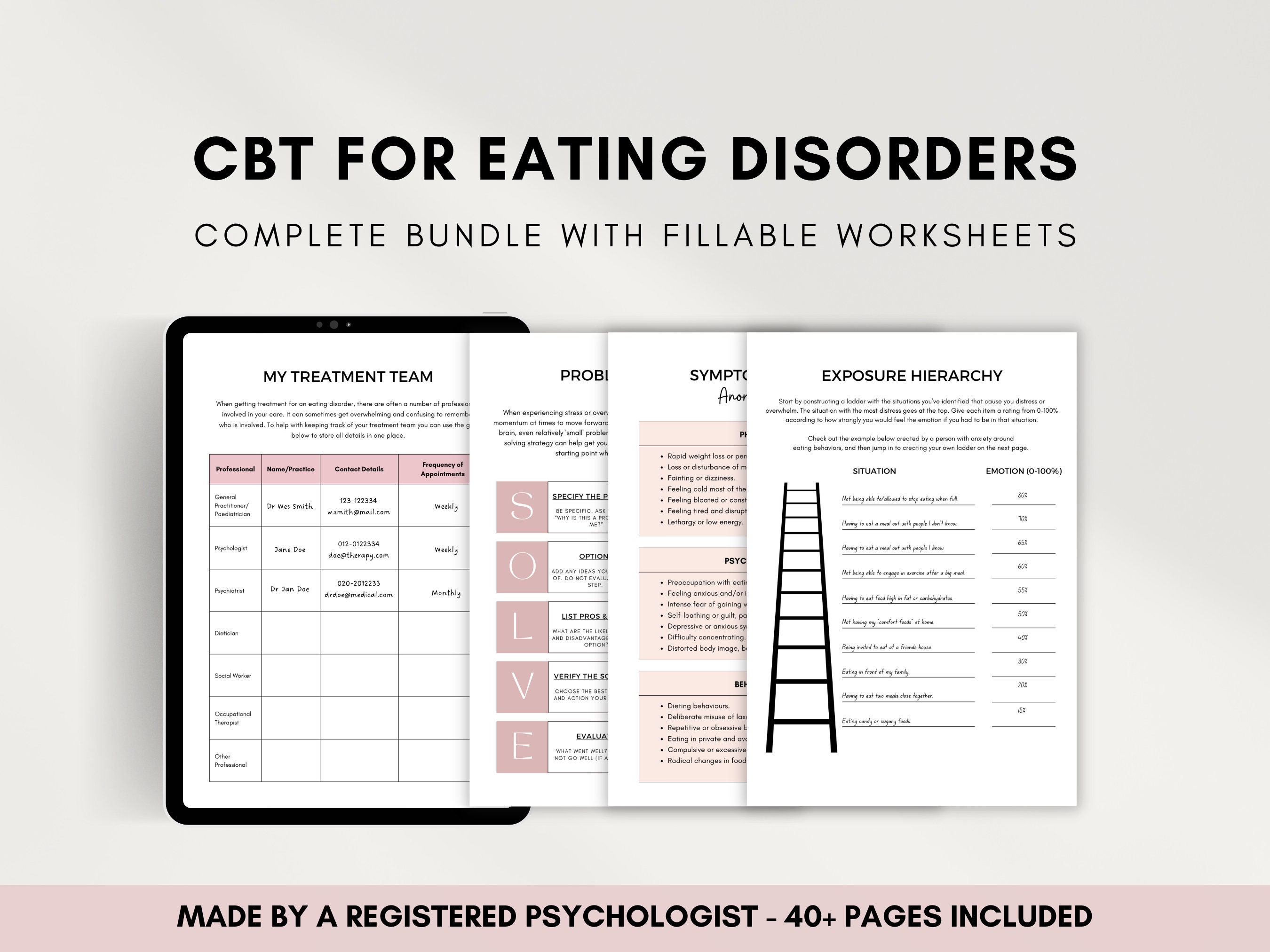 Eating Disorders Recovery, CBT Worksheets for Teens and Adults, Binge ...