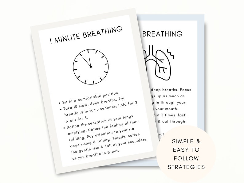 Mindful Breathing Posters: Anxiety & Grounding Techniques (digital ...